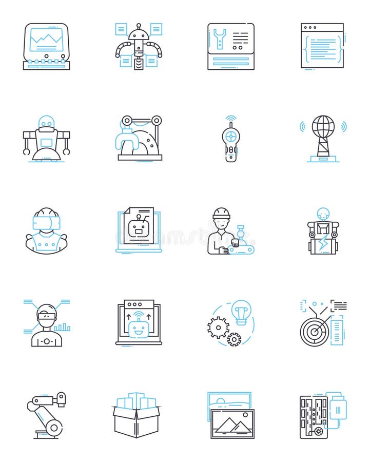 Technical Drawing Linear Icons Set. Blueprint, Schematic, Drafting ...