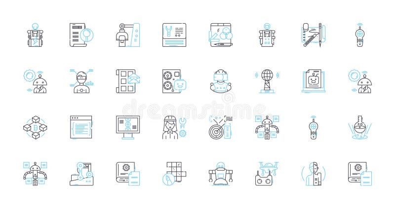 Technical Drawing Linear Icons Set. Blueprint, Schematic, Drafting ...