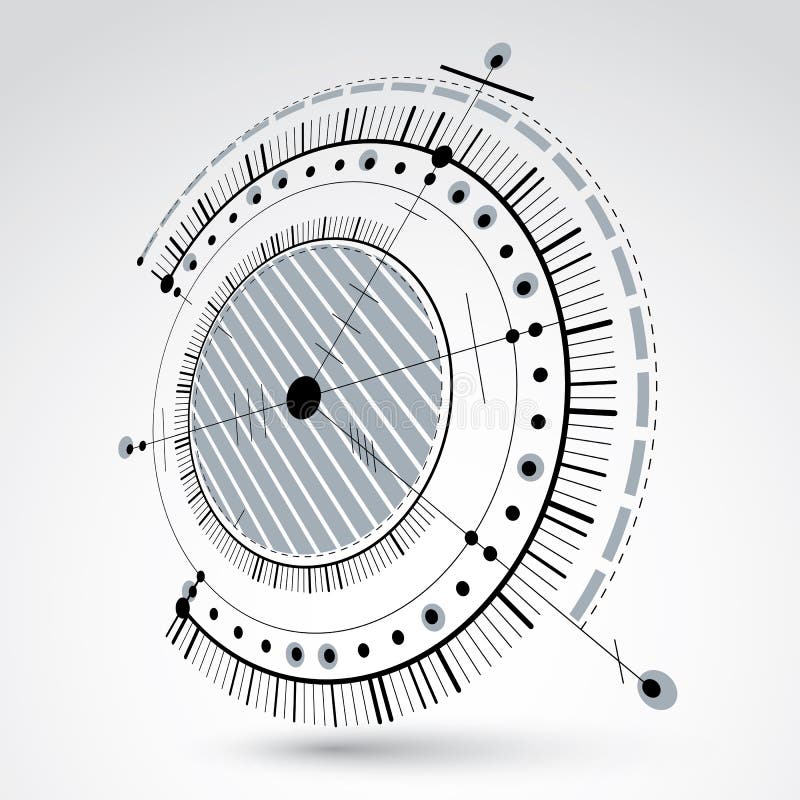Technical Drawing Made Using Dashed Lines and Geometric Circles. Stock ...