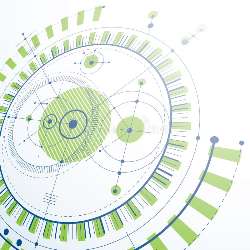 Technical Drawing with Dashed Lines and Geometric Shapes, Vector Stock ...
