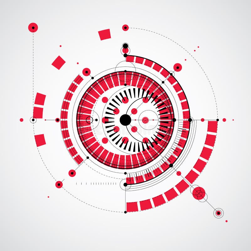 Technical Drawing with Dashed Lines and Geometric Shapes, Vector Stock ...