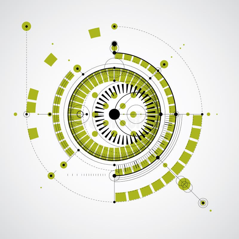 Technical Drawing Made Using Dashed Lines and Geometric Circles. Stock ...