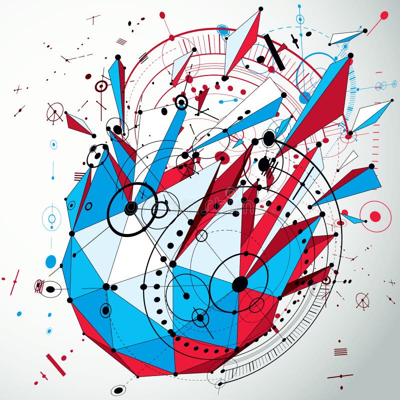 Technical Drawing Made Using Lines Mesh and Geometric Circles. C Stock ...