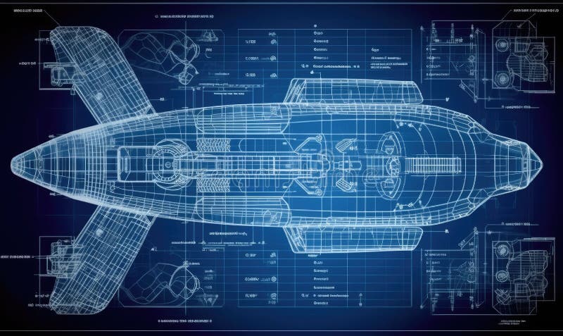 The Technical Drawing Provides Detailed Representation of the Spaceship ...