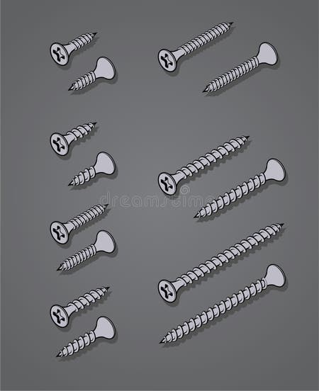 Technical Drawing of Screws in Isometric View Stock Vector ...