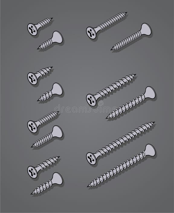 Technical Drawing of Screws in Isometric View Stock Vector ...