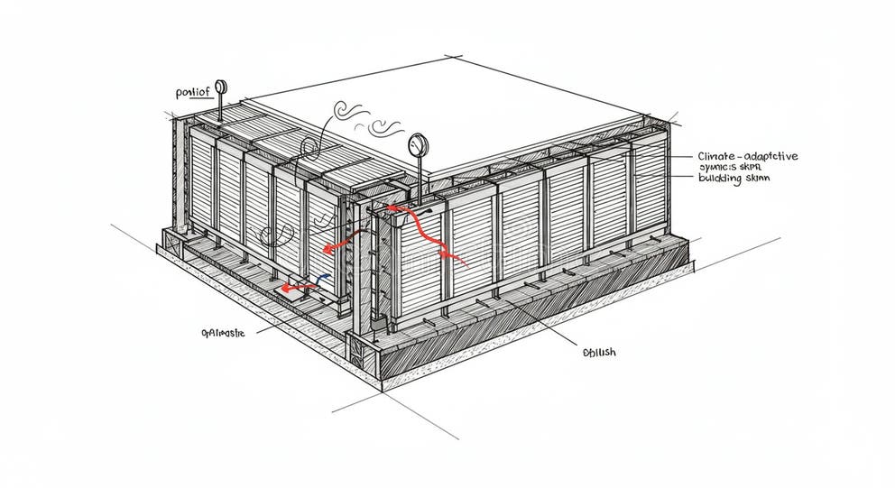 A Technical Drawing Showcases a Rectangular Structure with a Climate ...