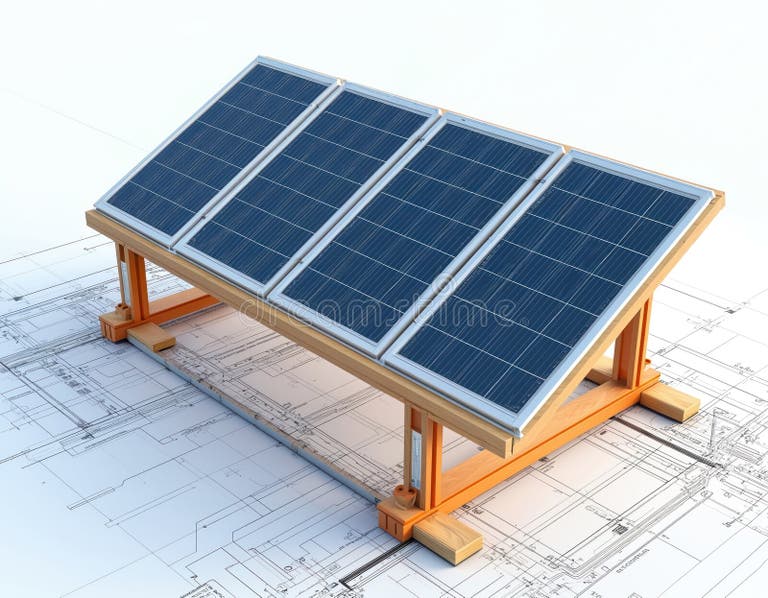 Technical Drawing of Solar Panel Array Shows Panel Alignment on ...