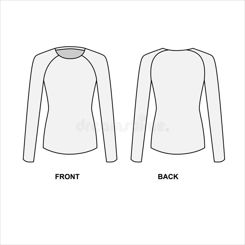 Technical Drawing of a Sports Rash Guard Isolate on a White Background ...