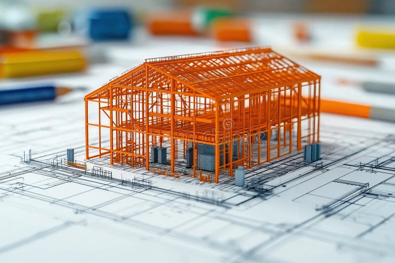 Technical Drawing of Steel Frame for Industrial Building. Beam ...