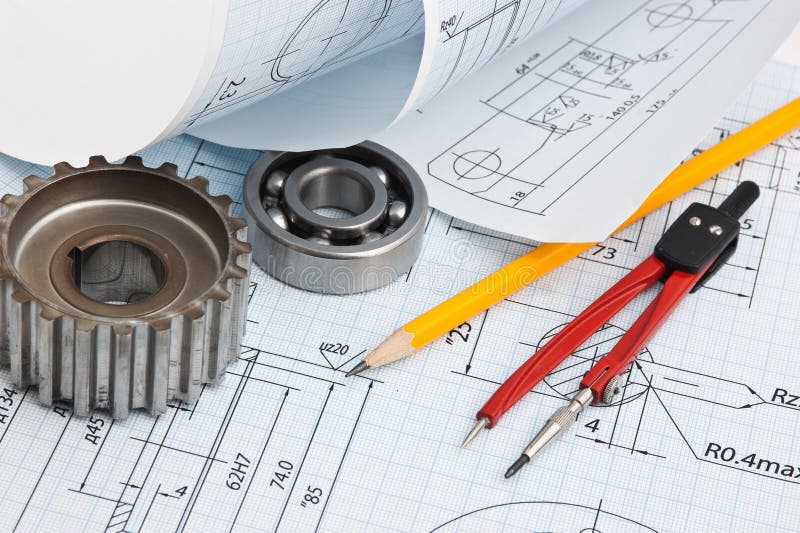 Technical drawing stock photo. Image of mechanical, graph - 158342422