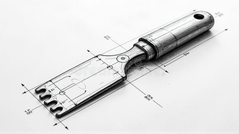 Technical Drawing of a Tool. Stock Illustration - Illustration of line ...