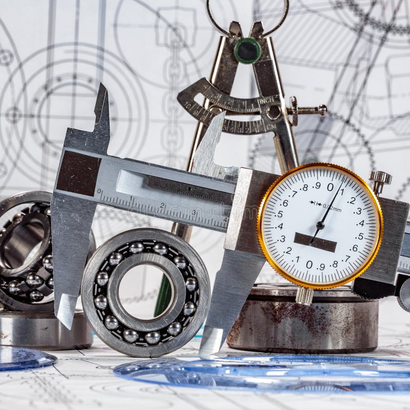 Technical Drawing and Tools Stock Image - Image of instrument ...