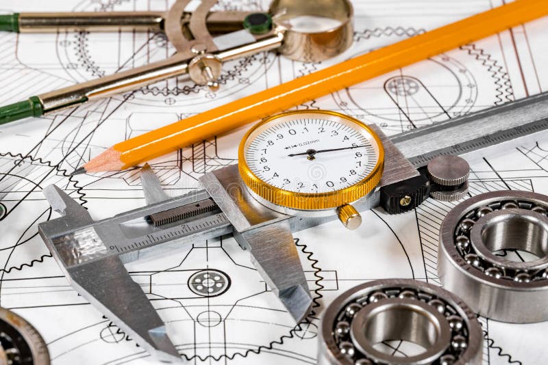 Technical Drawing and Tools Stock Image - Image of pattern, abstract ...