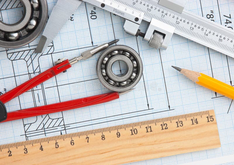 Technical drawing stock image. Image of drafting, mechanics - 133851245