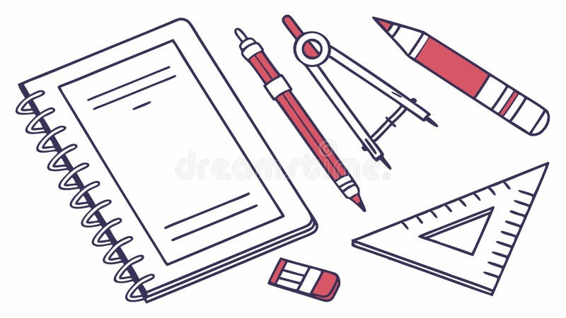 Technical Drawing Tools with Compass and Notebook Vector Design ...