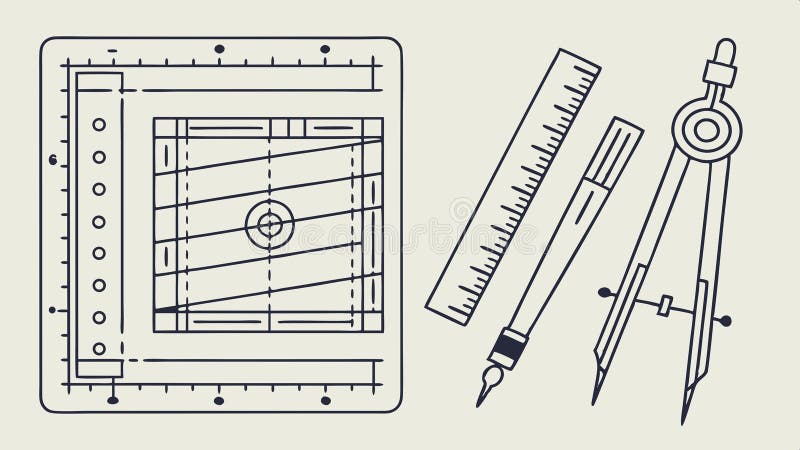Technical Drawing Tools, Compass and Ruler Design Set. Vector Design ...