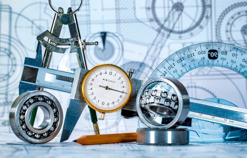 Technical Drawing and Tools Stock Image - Image of office, business ...