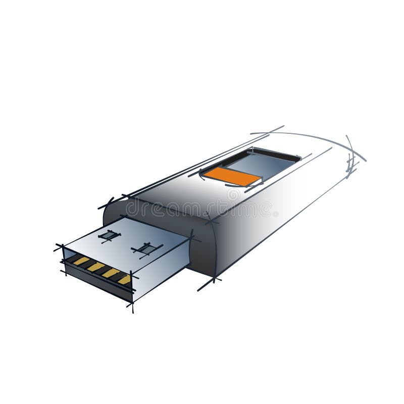 USB Stick Sketch stock vector. Illustration of graphic - 43081444