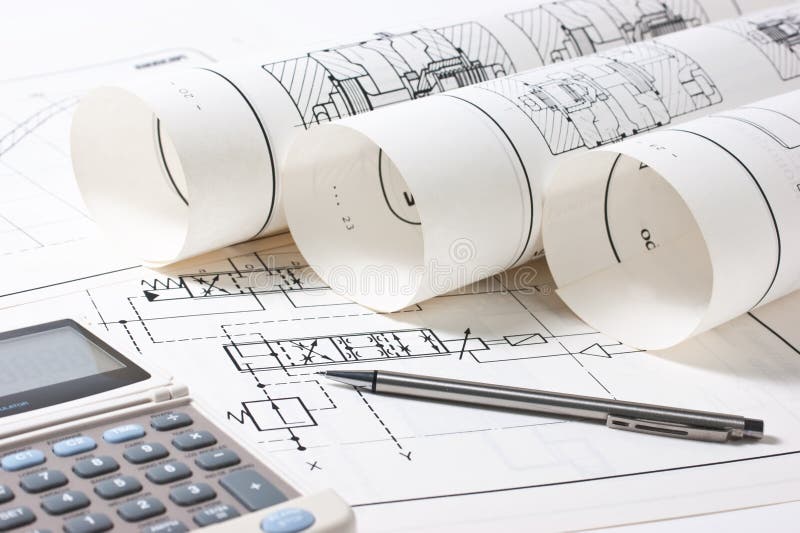 Technical drawings stock photo. Image of ideas, contractor - 12579666