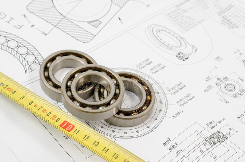 Technical Drawings with the Ball Bearings Stock Image - Image of ...