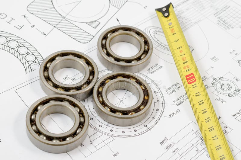 Technical Drawings with the Ball Bearings Stock Image - Image of ...