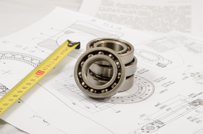 Technical Drawings with the Ball Bearings Stock Image - Image of lines ...