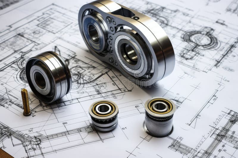 Technical Drawings with the Ball Bearings Stock Illustration ...