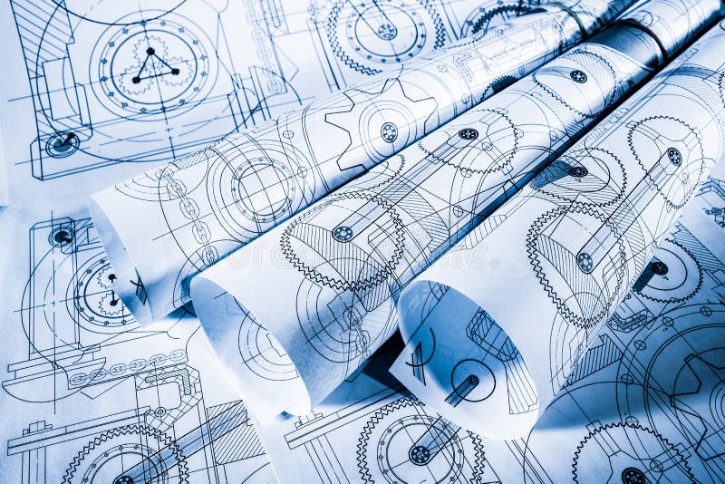 Technical drawings stock image. Image of equipment, paper - 43333111