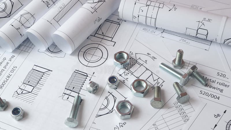Technical Drawings of Bolt and Nut. Engineering, Technology and ...