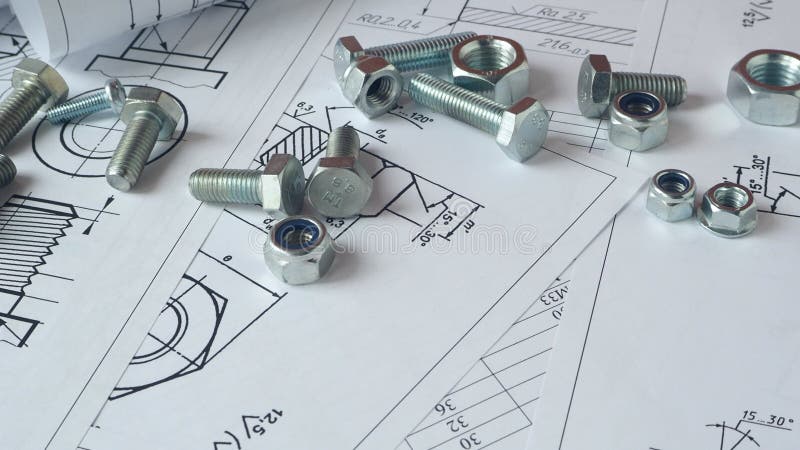 Technical Drawings of Bolt and Nut. Engineering, Technology and ...