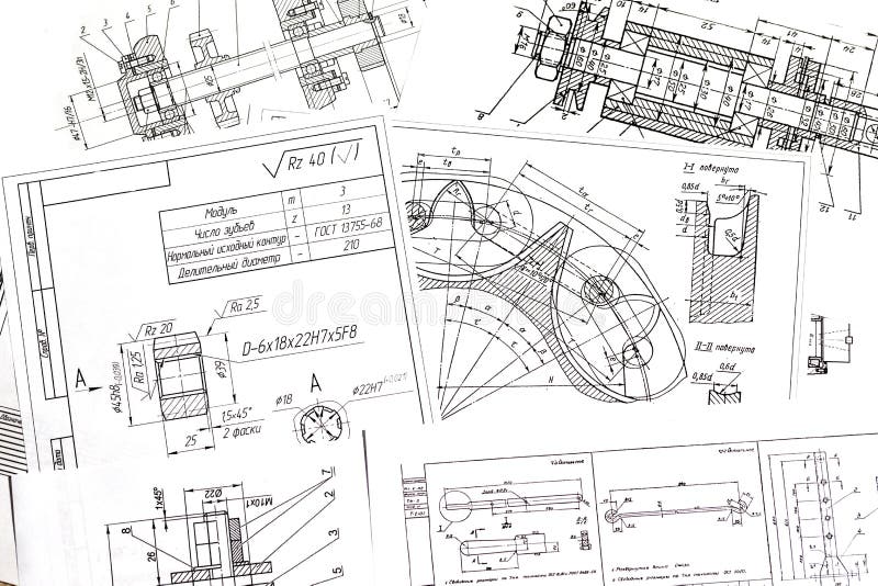 Technical Drawings of Parts Stock Photo - Image of calipers ...