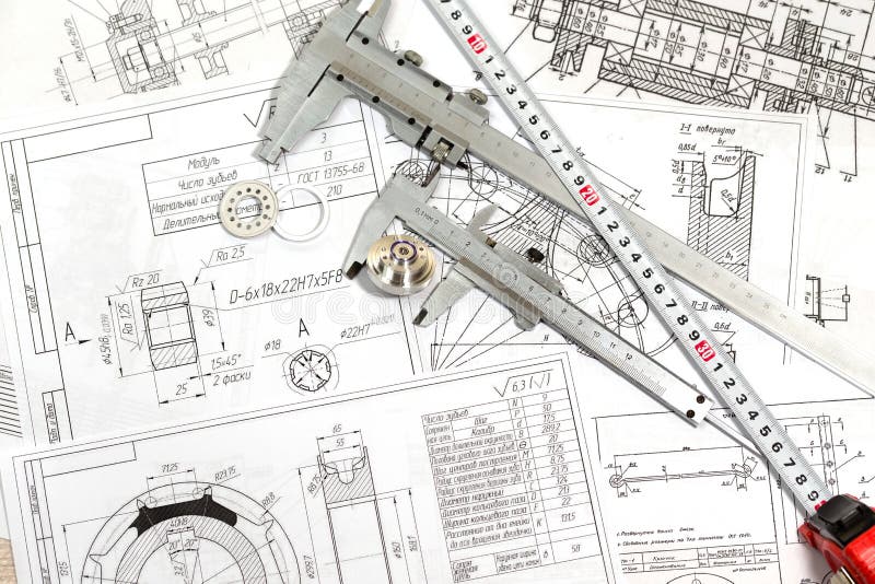 Technical Drawings of Parts Stock Photo - Image of tools, testing: 61241422