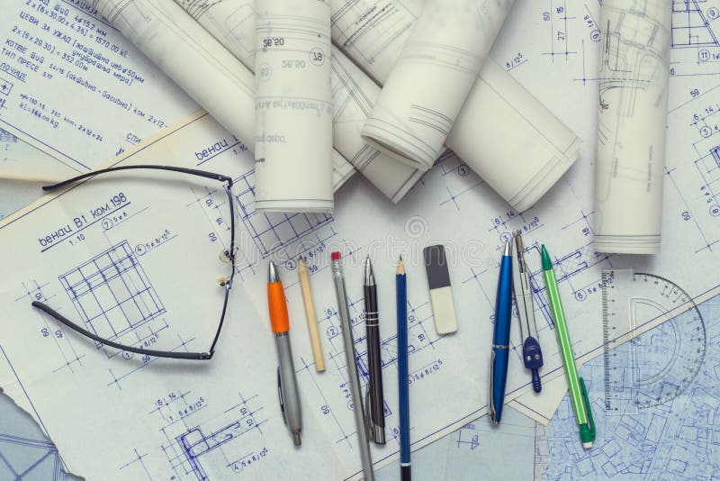 Technical drawings stock photo. Image of business, closeup - 45575332