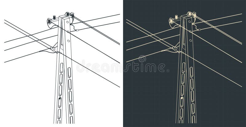 Technical Drawings of Utility Pole Power Lines Stock Vector ...