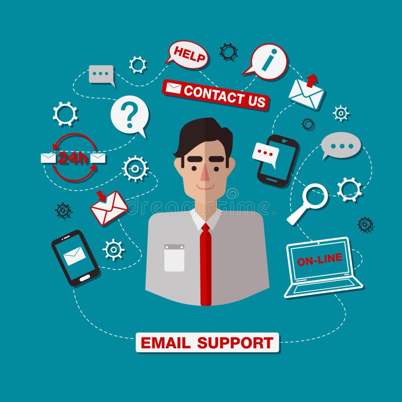 Technical Email Support Service with Man. Online Service Stock Vector ...