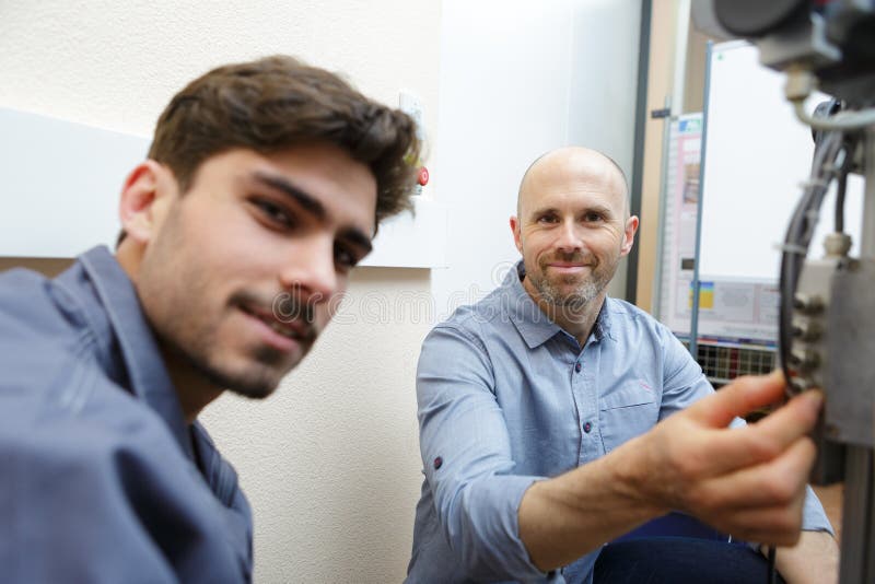 Technical Engineer Posing with Teacher Stock Image - Image of factory ...