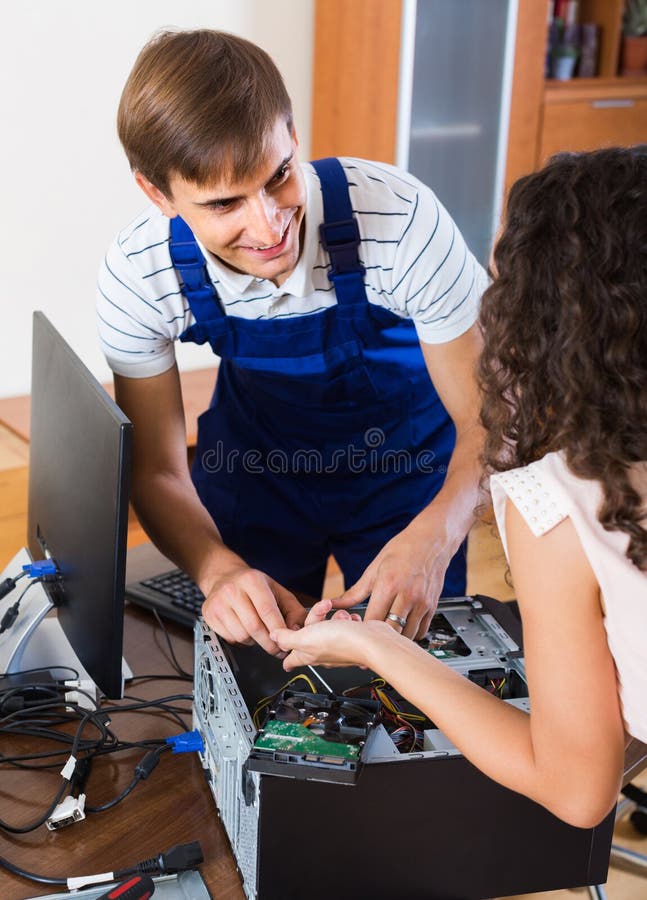 Technical Engineer Upgrading Hardware of Client Computer Stock Image ...