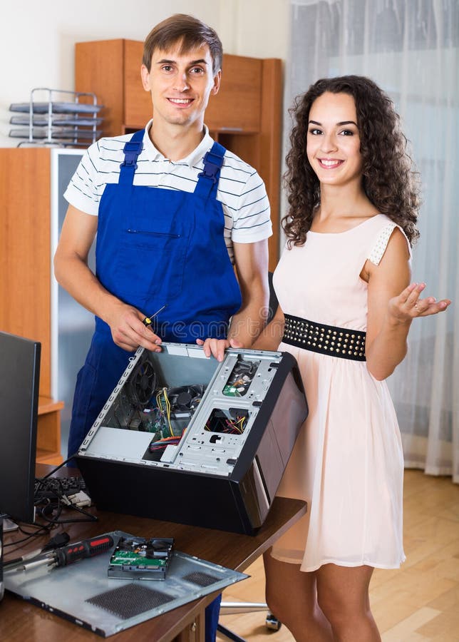 Technical Engineer Upgrading Hardware of Client Computer Stock Image ...