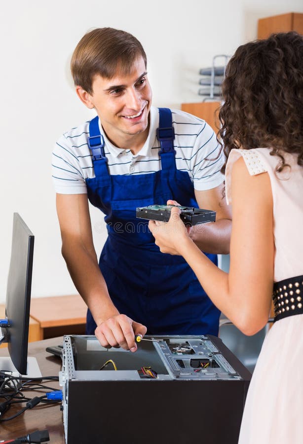 Technical Engineer Upgrading Hardware of Client Computer Stock Image ...