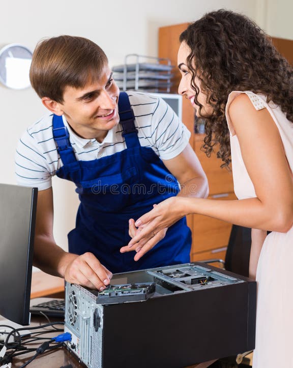 Technical Engineer Upgrading Hardware of Client Computer Stock Photo ...