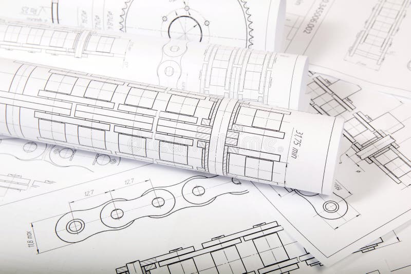 Technical Engineering Drawings Stock Photo - Image of concept ...