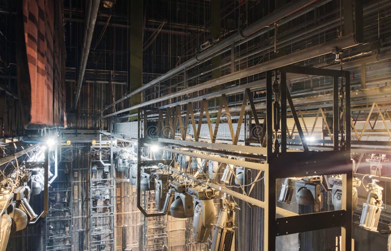 Technical Equipment at the Backstage of Theater Stock Image - Image of ...