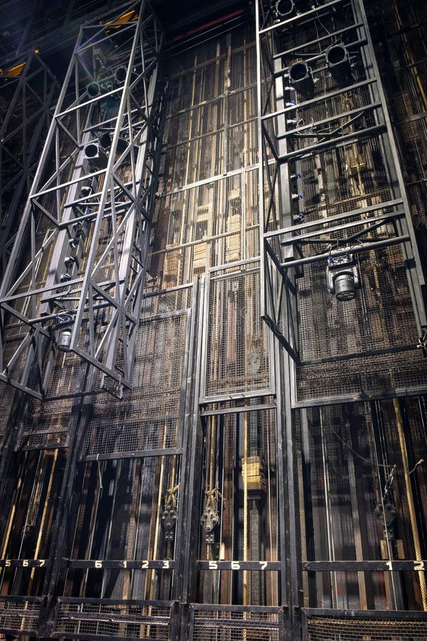 Technical Equipment at the Backstage of Theater. Stock Image - Image of ...