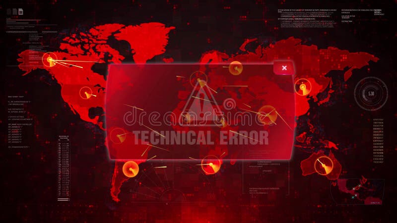 Technical Error Alert Warning Attack on Screen World Map Loop Motion ...