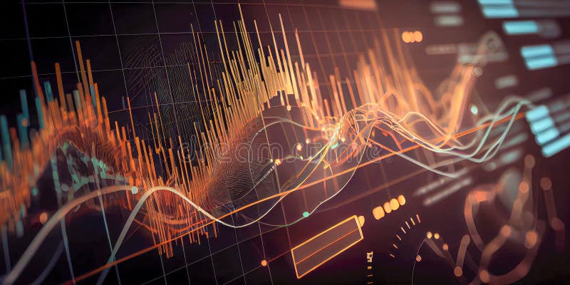Technical Financial Graphs Form an Abstract Background, Emphasizing ...