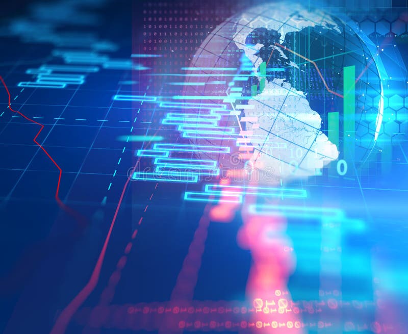 Technical Financial Graph on Technology Abstract Background Stock ...