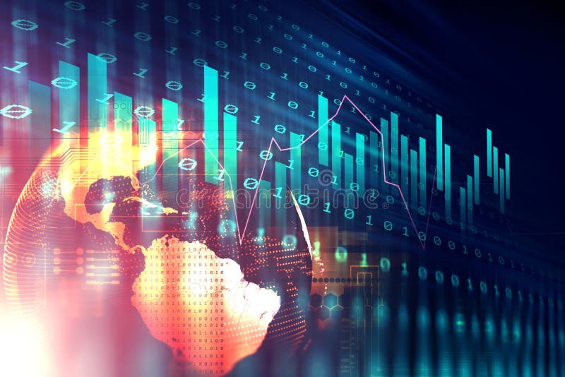 Technical Financial Graph on Technology Abstract Background Stock ...