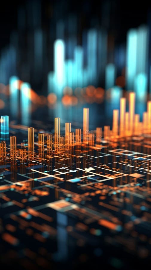 Technical Financial Graphs Form an Abstract Background, Emphasizing ...