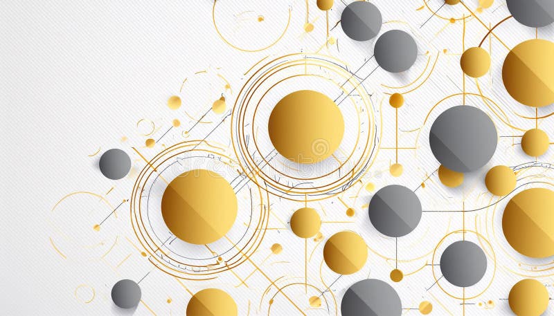 Technical Geometric Background with Abstract Gold and Grey Circles ...